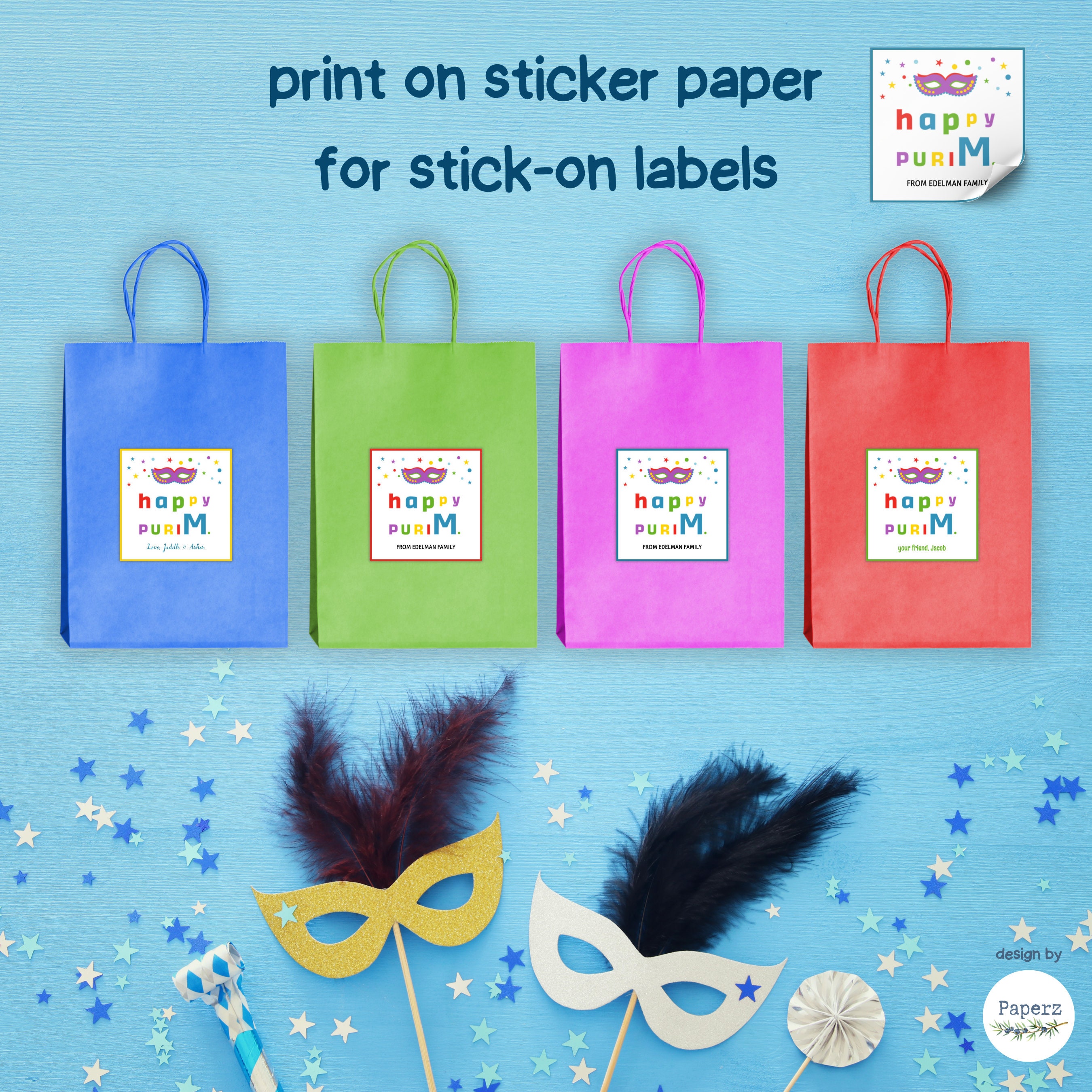 Editable Purim Labels, Stickers, Mishloach Manot Tags Purim Gift Tags ...