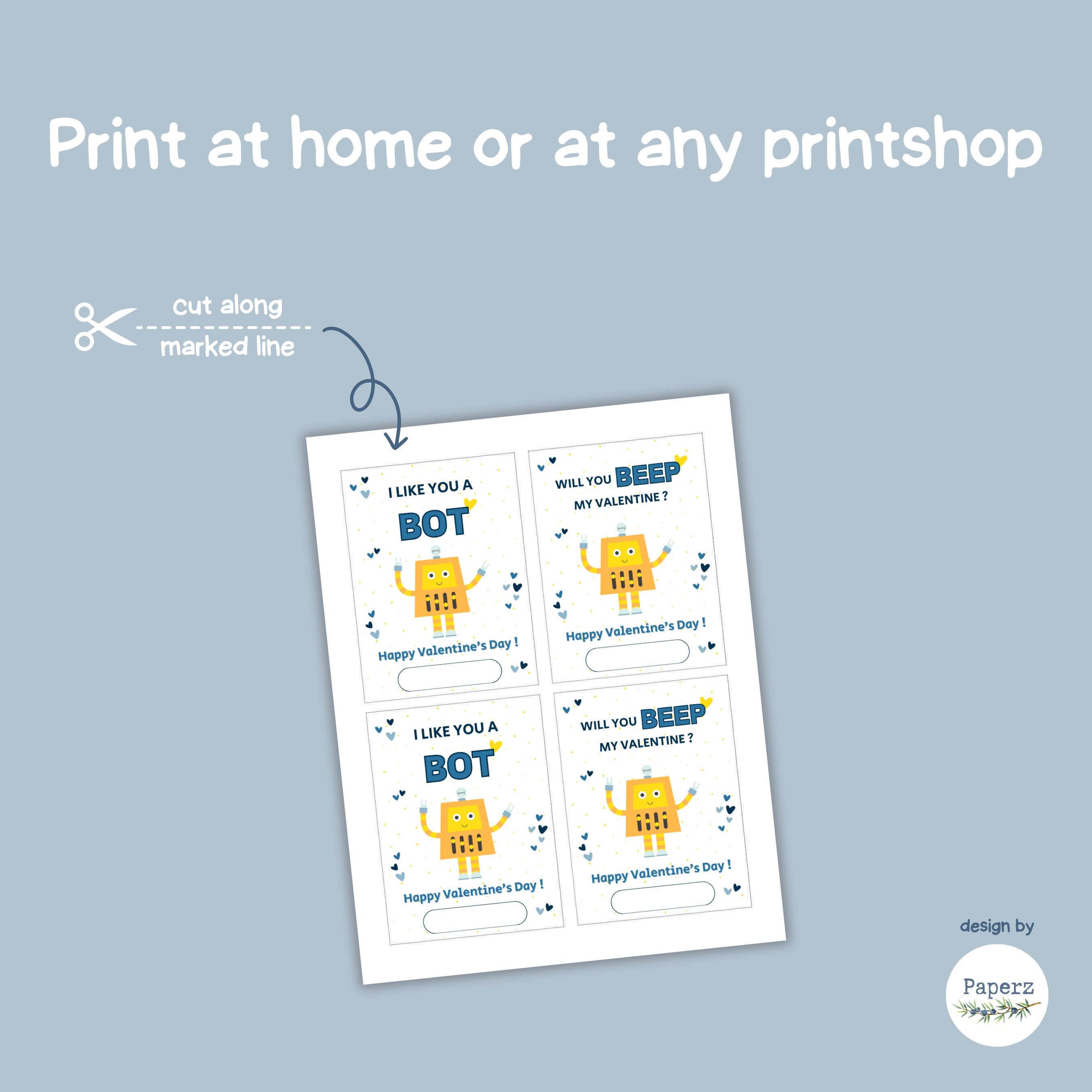 Printable Robot Valentine's Day Cards Classroom Valentine's Day Cards ...