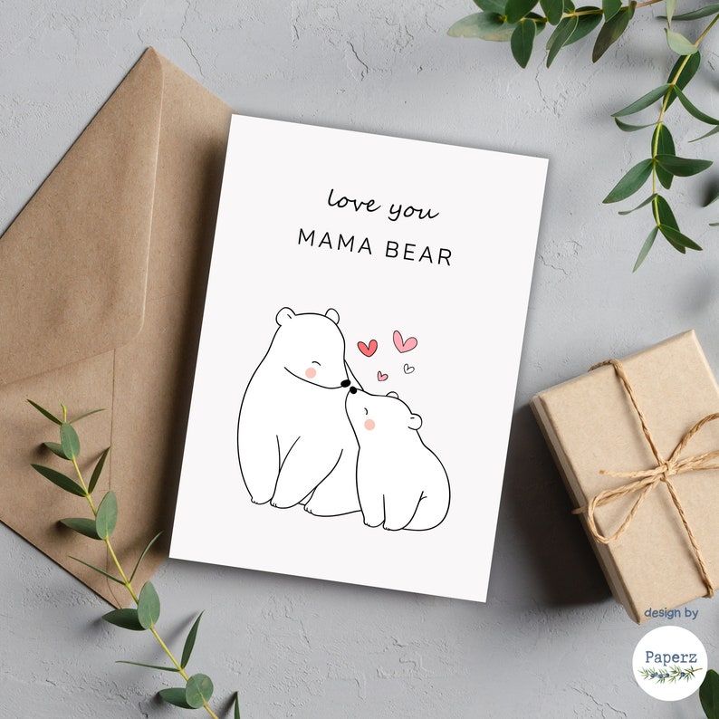 Mothers Day Card | Love You MAMA Bear | Sweet & Simple Card From Child ...