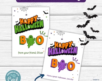 Happy Halloween Gift Tag Printable Template, Trick or Treat Favor Bag ...