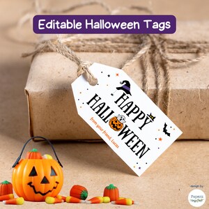 Happy Halloween Gift Tag Printable Template, Trick or Treat Favor Bag ...