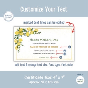 Editable Mothers Day Coupon Template | Gift Voucher, Gift Certificate ...