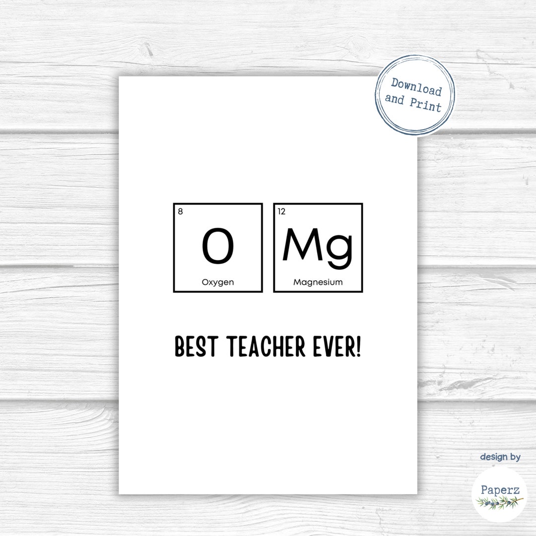Science Teacher Appreciation Card, Printable Last Day of School Teacher ...