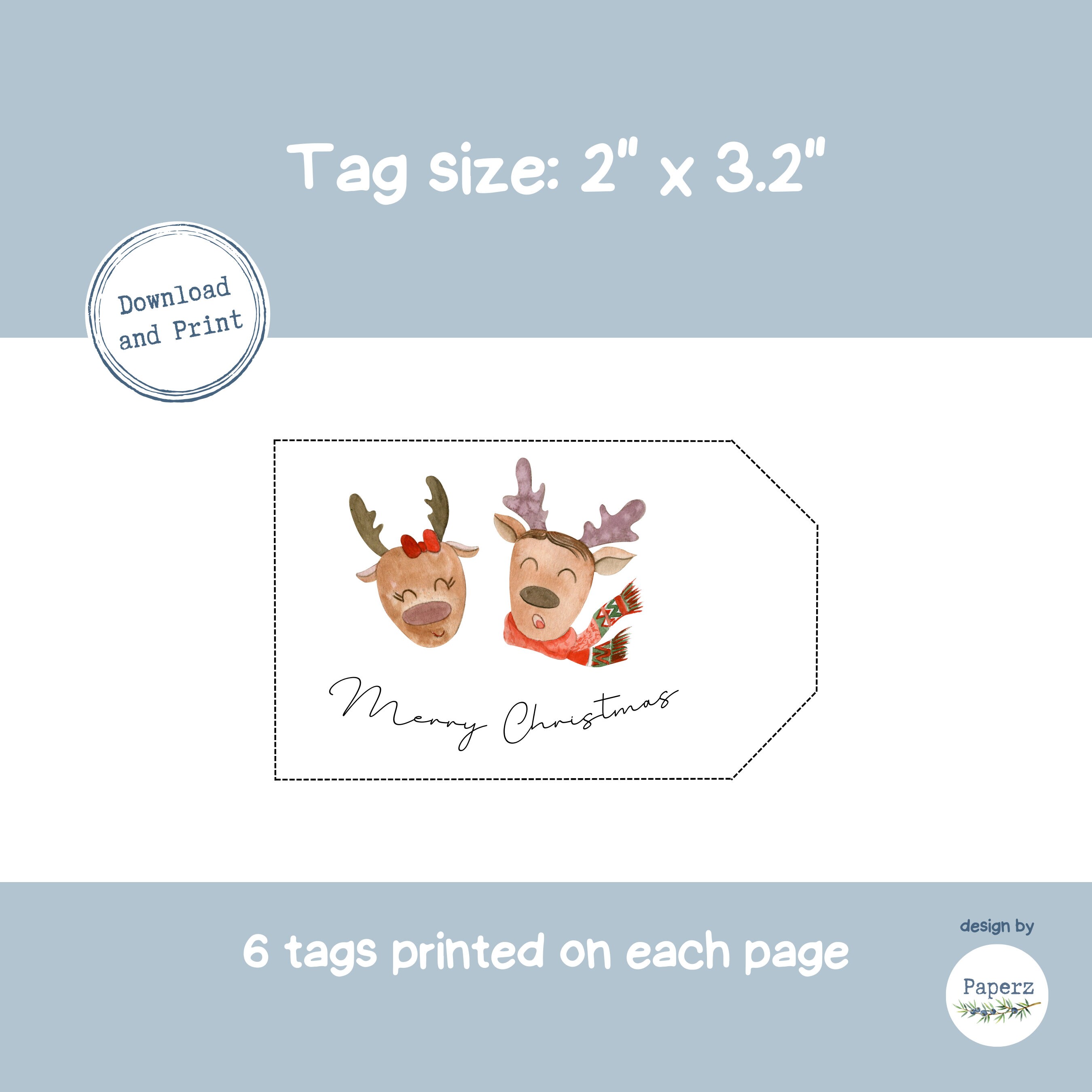 Christmas Gift Tags Digital Download, Printable Labels Happy Holidays ...