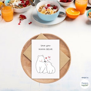 Mothers Day Card | Love You MAMA Bear | Sweet & Simple Card From Child ...