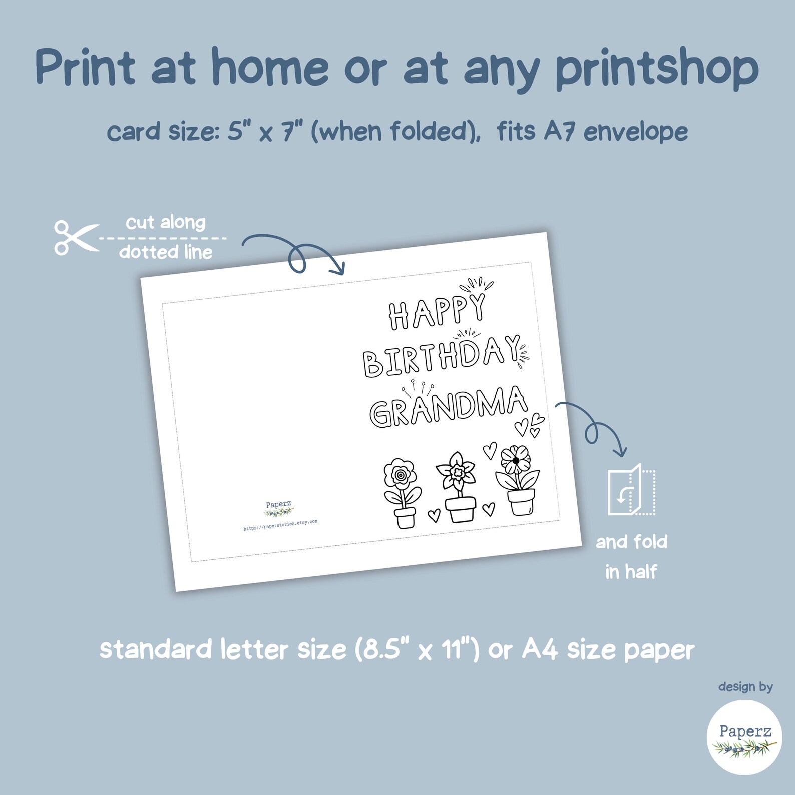 Grandma Birthday Coloring Card: DIY Kids Craft (printable Card) - Etsy