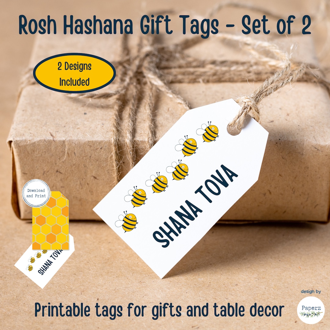 Rosh Hashanah Gift Tags, Printable Jewish New Year Gift Tag Set, Shana ...