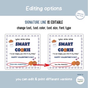 Editable Valentine's Day Cards for Students From Teacher | Cookie Tag ...