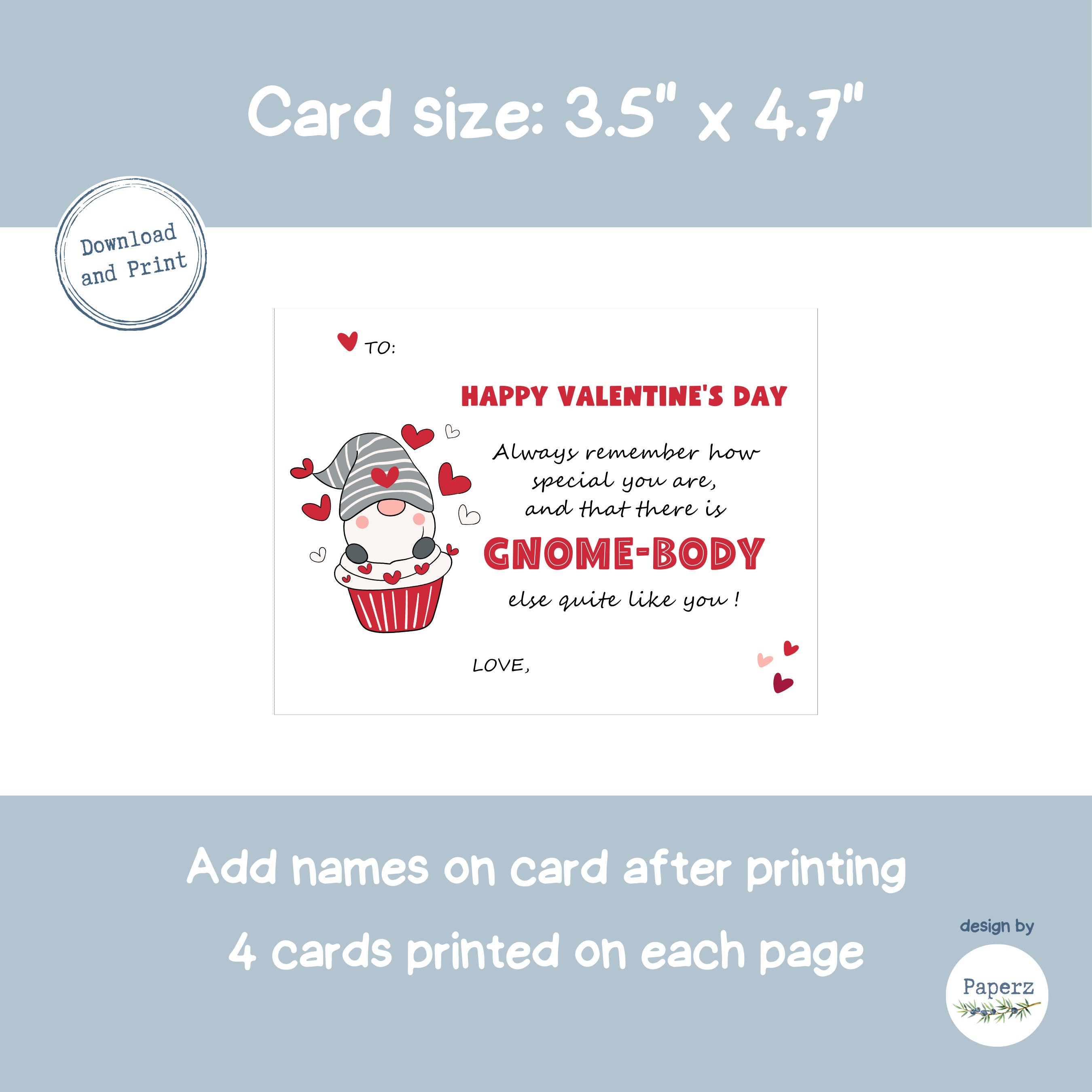 Valentine's Day Cards for Students From Teacher Teacher's Printable DIY ...