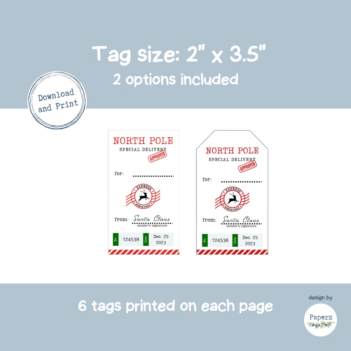 Printable North Pole Special Delivery Tags Christmas Gift Tags Santa ...