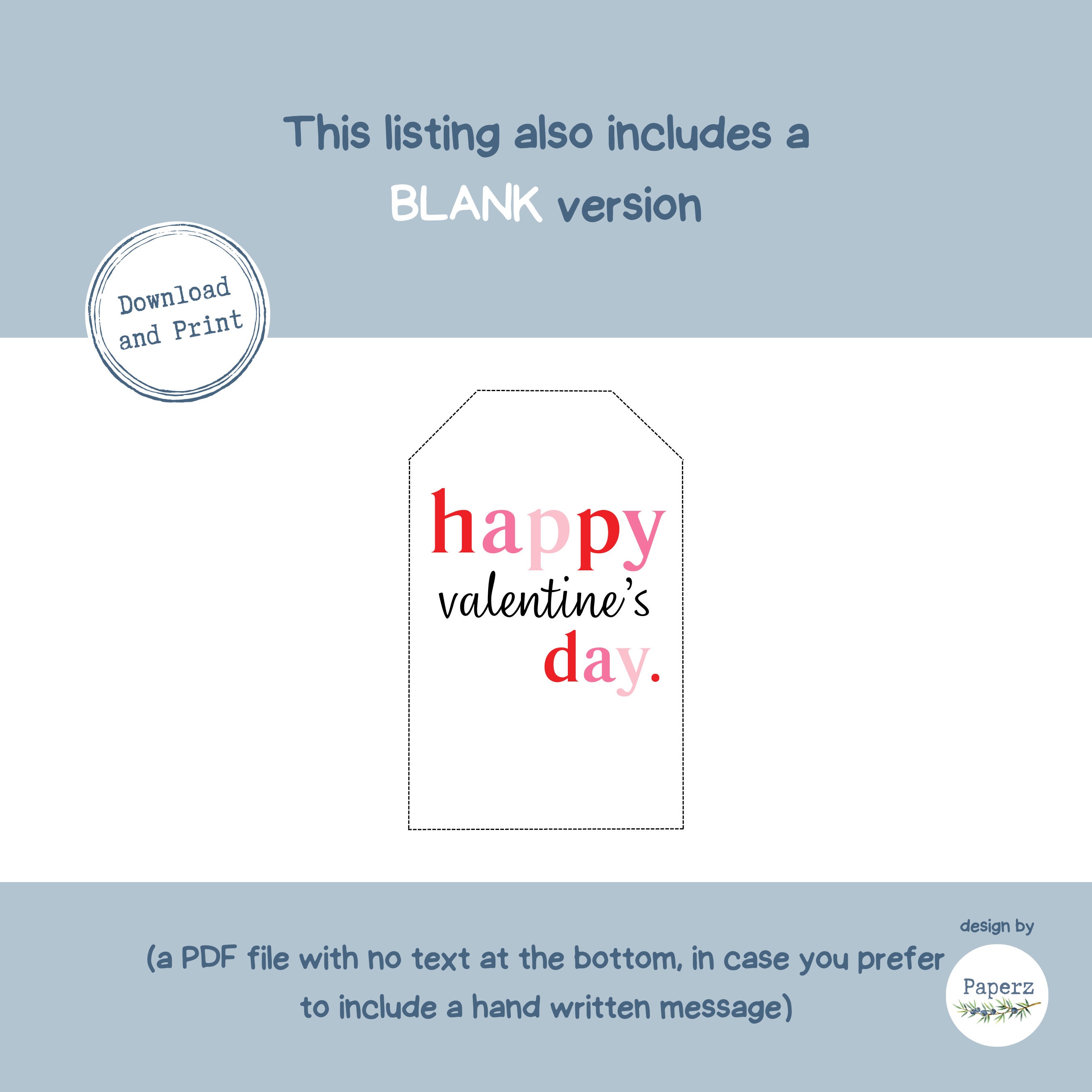 Editable Valentines Day Tag Printable Valentine Hang Tag, Favor Tag ...