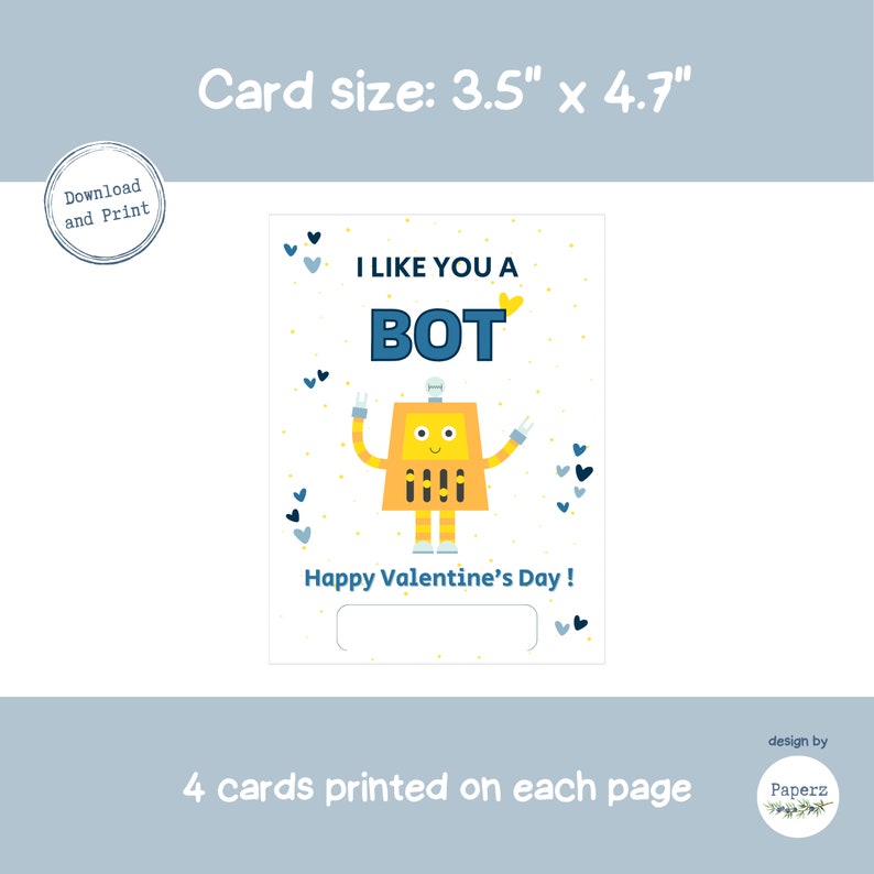 Printable Robot Valentine's Day Cards Classroom Valentine's Day Cards ...
