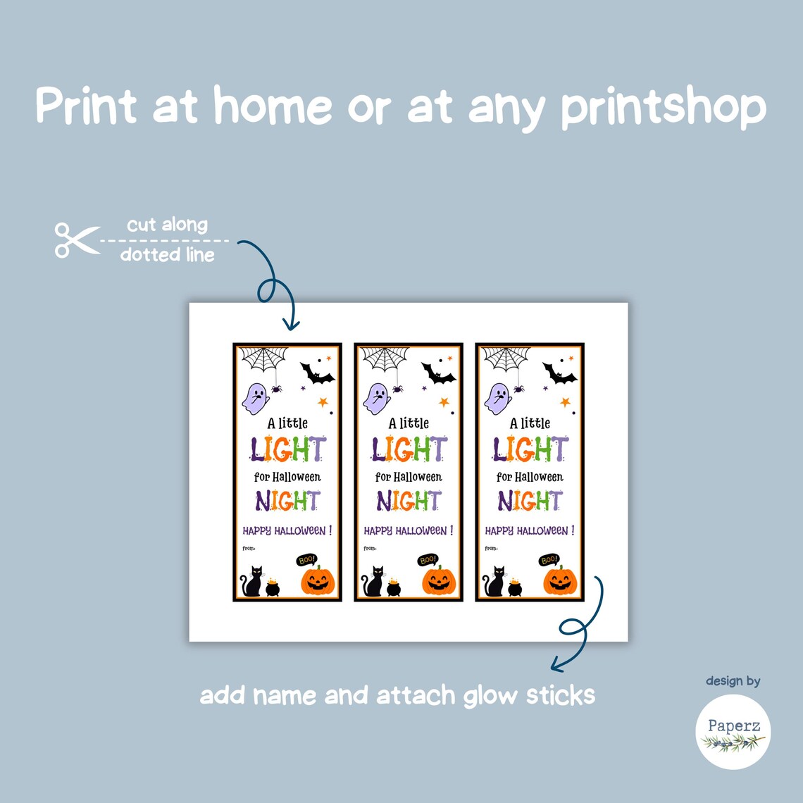 Halloween Glow Stick Tag: Printable Classroom Favor (instant Download ...