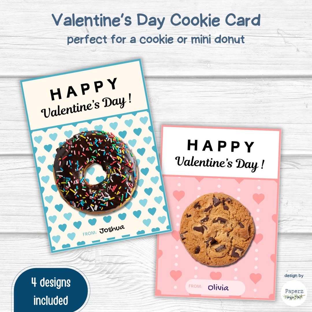 Valentine Cookie Card | Printable Valentine Classroom Card, Kids ...