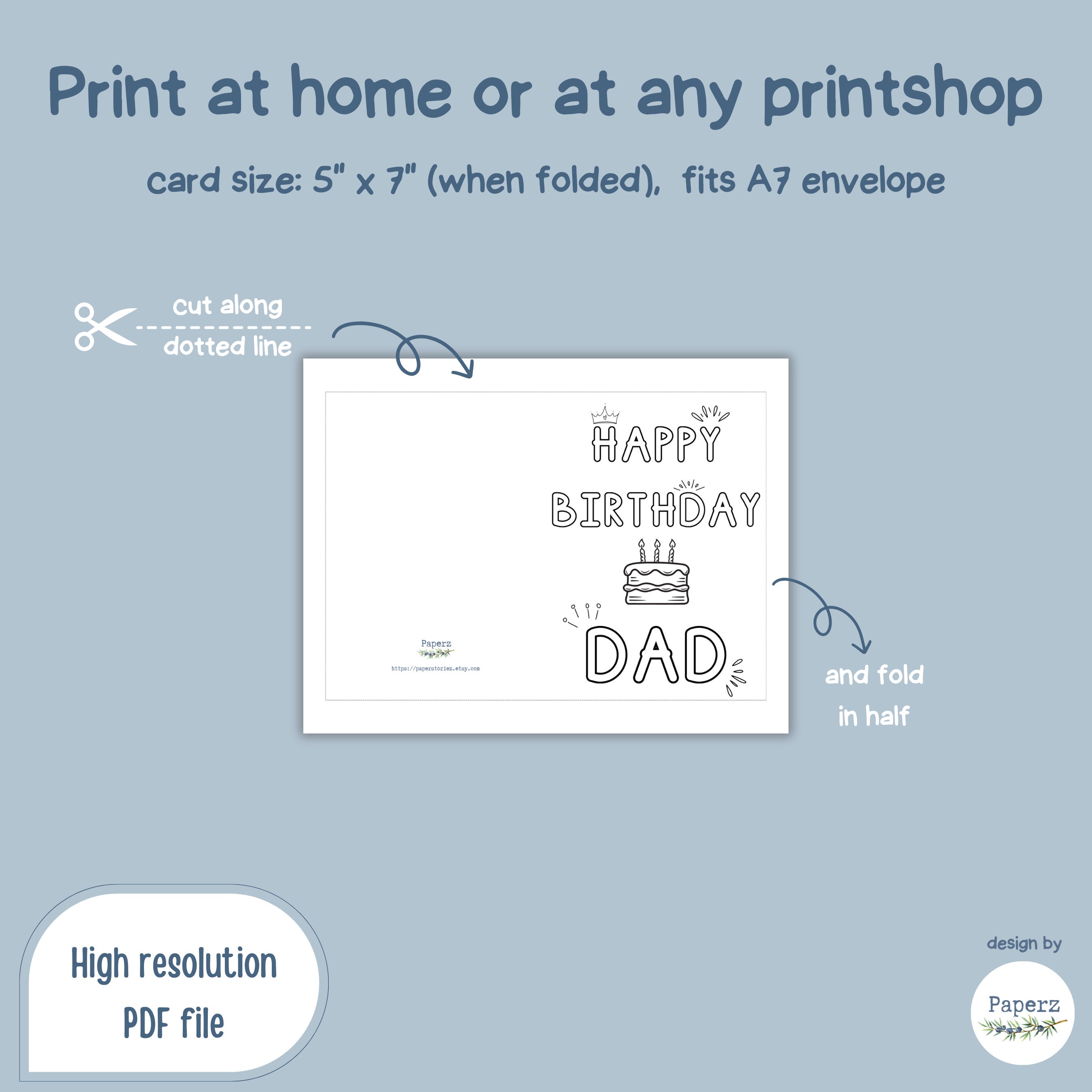 Birthday DIY Card for Dad COLORING Card From Son or Daughter - Etsy