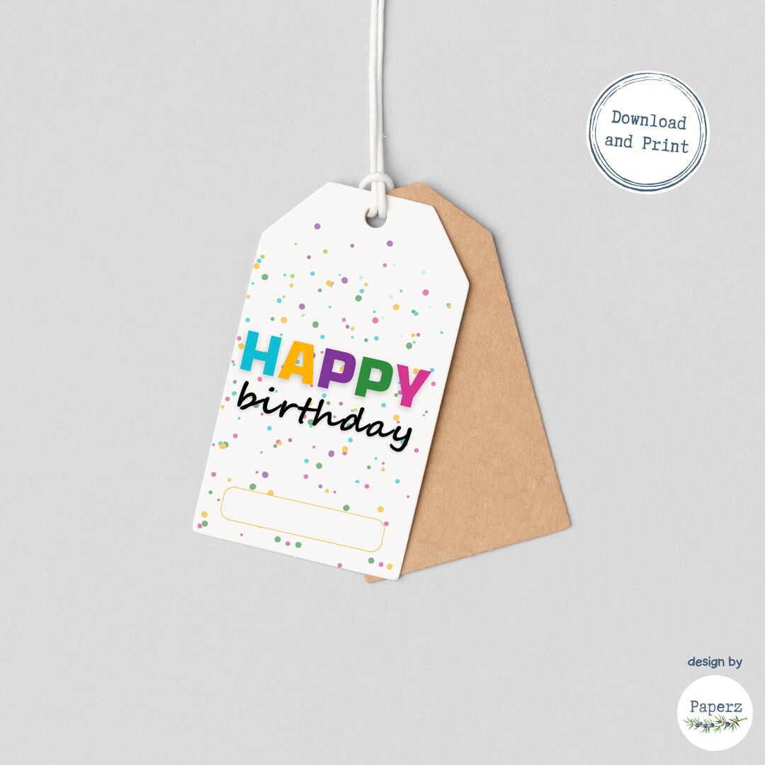 Confetti Gift Tags Printabe Happy Birthday Gift Tags | Cute Colorful ...