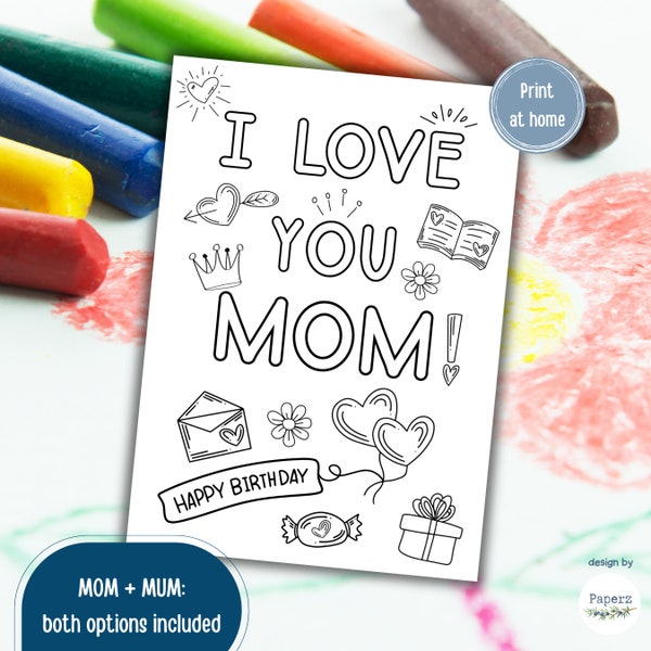 Happy Birthday Card Mom From Child - Etsy