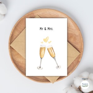 Printable Wedding Card Mr. and Mrs. Newlyweds, Marriage Congratulations ...