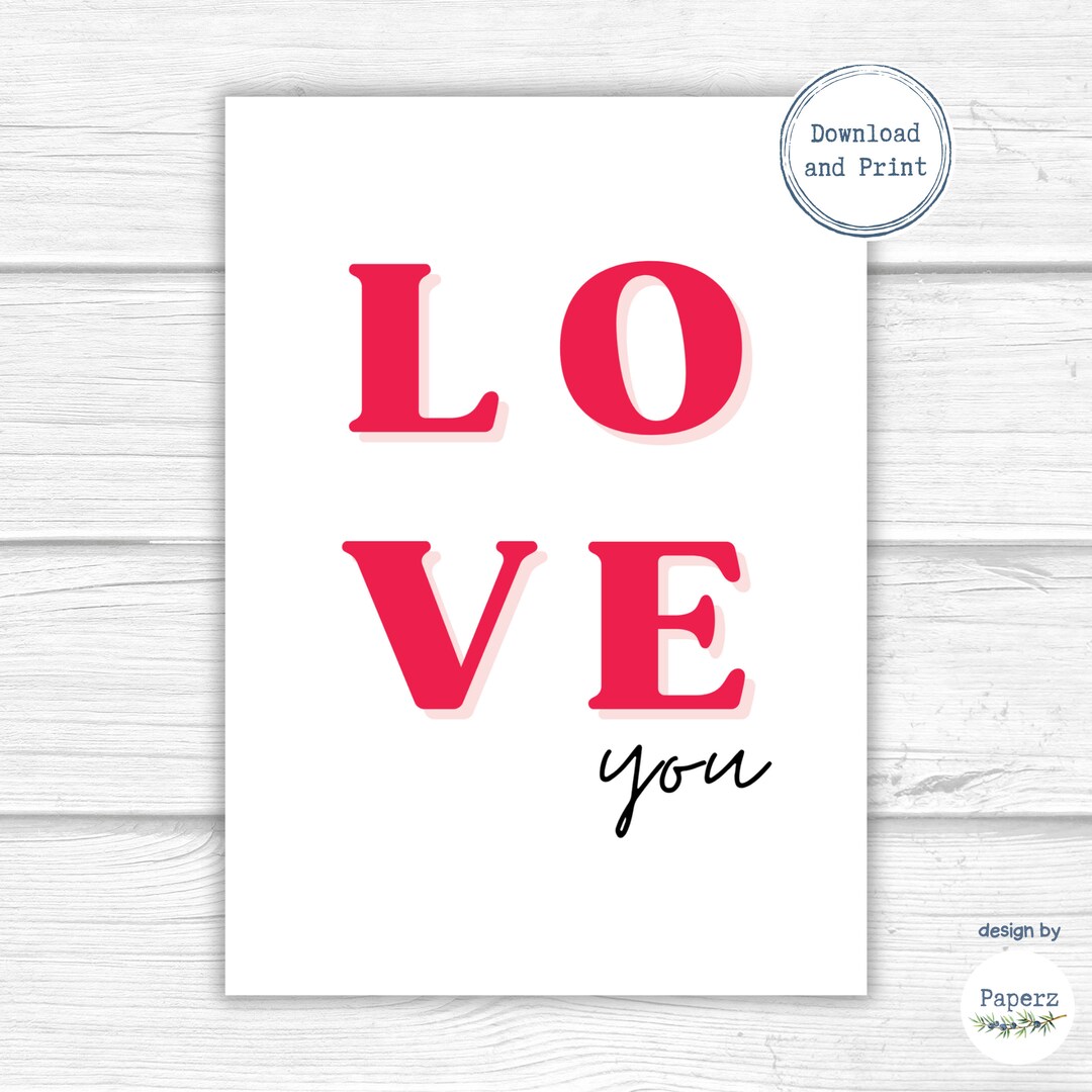 Sweet & Simple Love Card: Anniversary, Valentine's Day (PDF) - Etsy