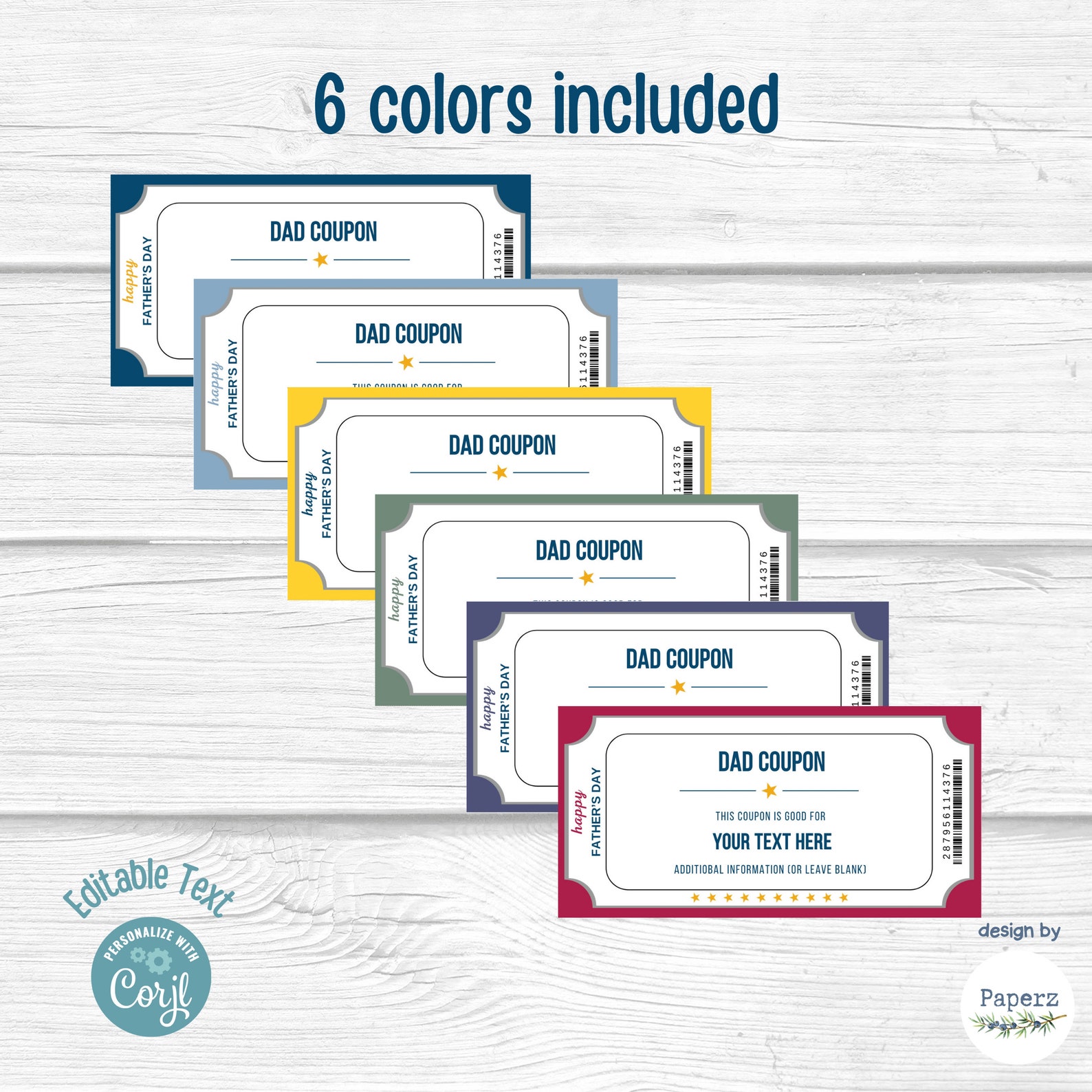 Editable Father’s Day Coupon Book | Personalized DIY Gift for Dad ...