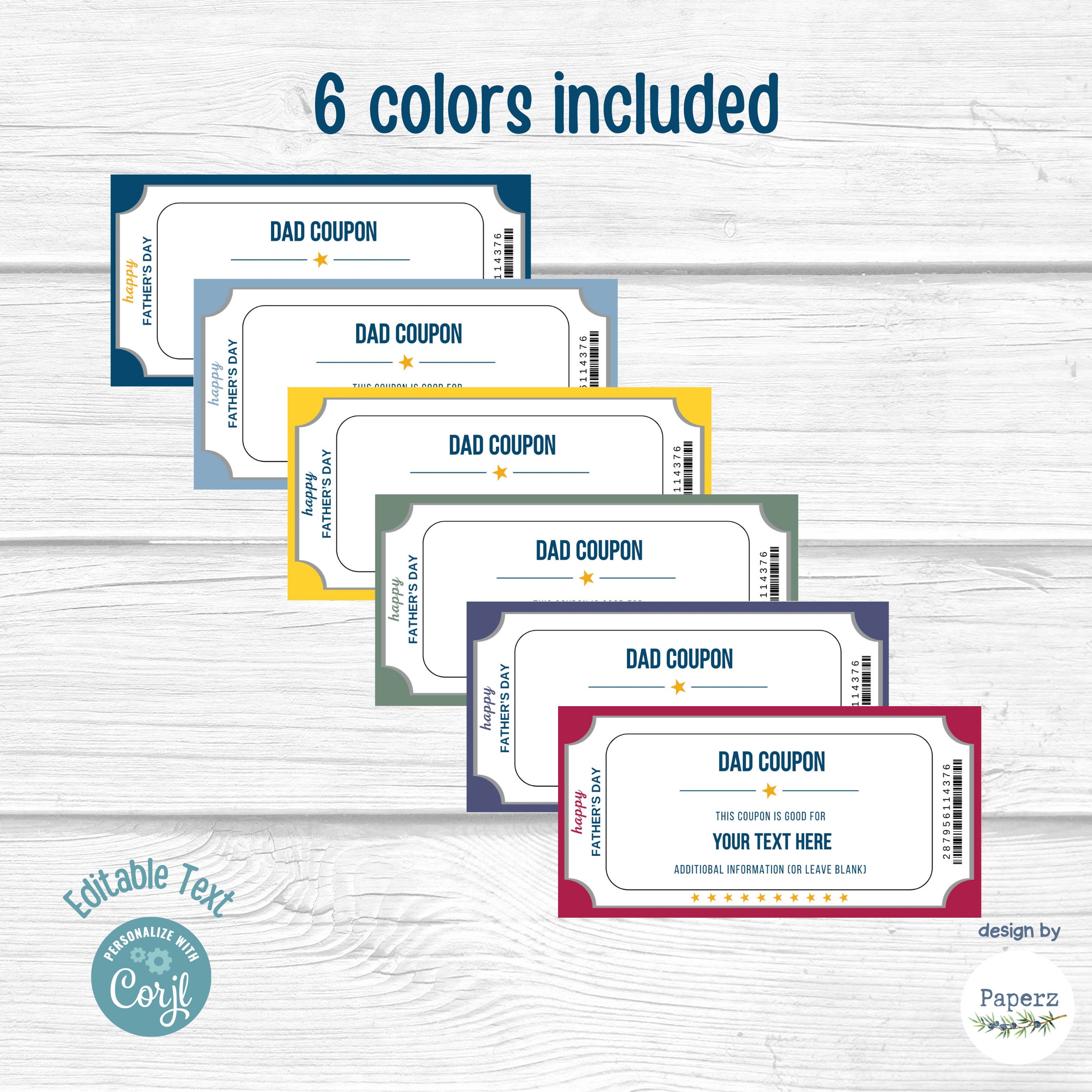 Editable Father’s Day Coupon Book | Personalized DIY Gift for Dad ...
