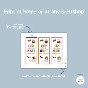 Halloween Glow Stick Tag: Printable Classroom Party Favor (instant ...