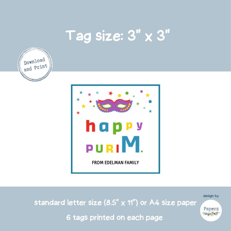 Editable Purim Labels, Stickers, Mishloach Manot Tags | Purim Gift Tags ...