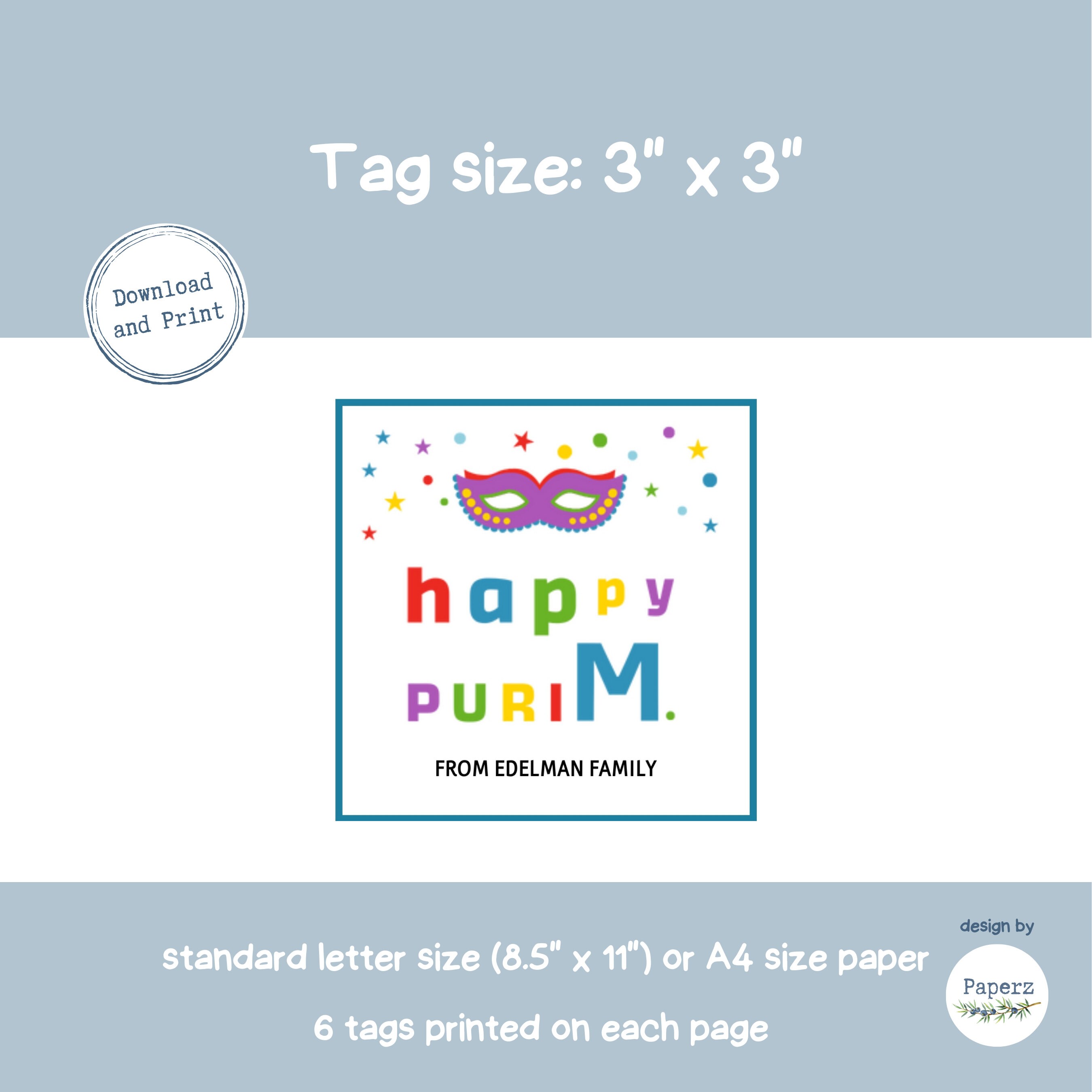Editable Purim Labels, Stickers, Mishloach Manot Tags Purim Gift Tags ...
