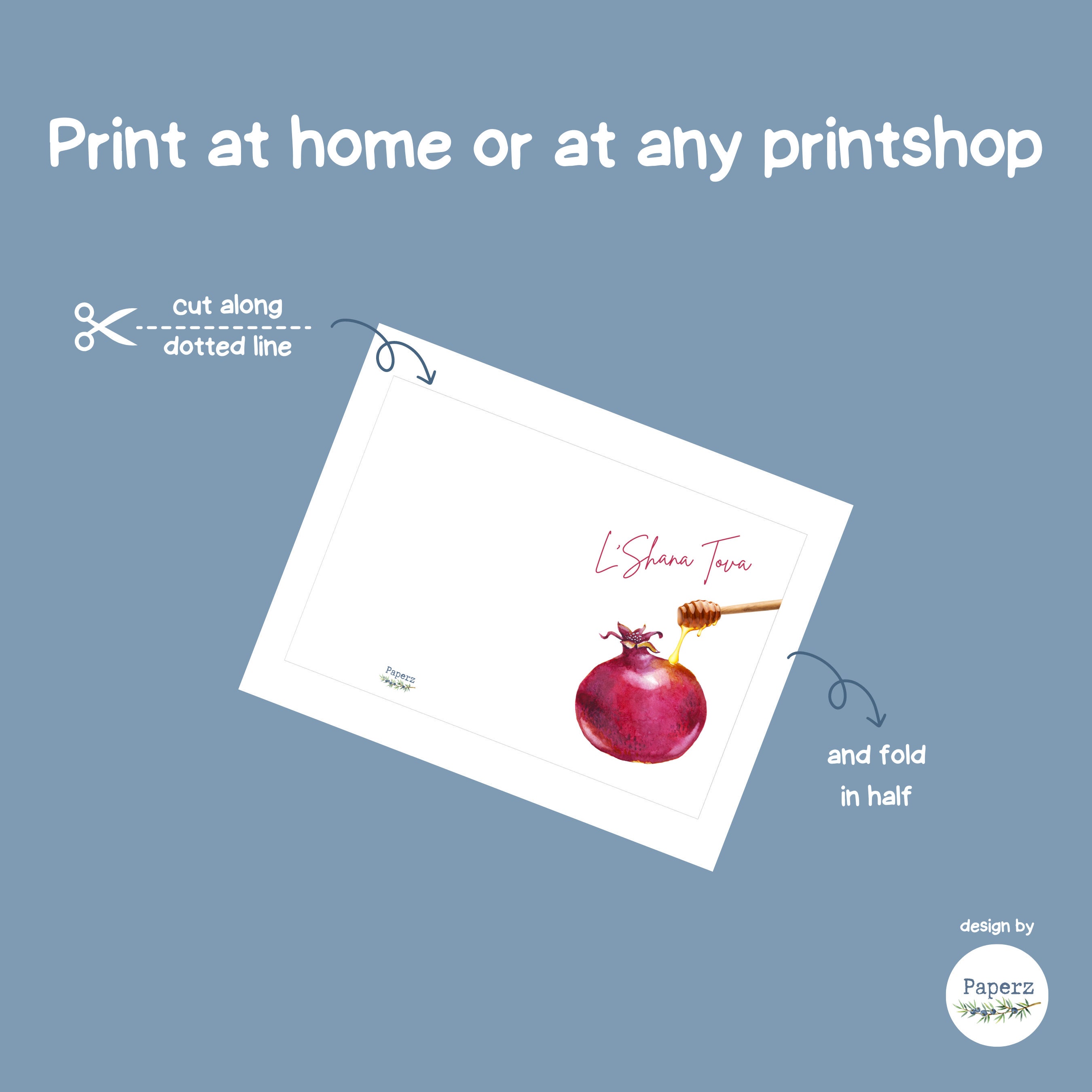 Shana Tova Card, Rosh Hashana Printable Greeting Card, Jewish New Year ...