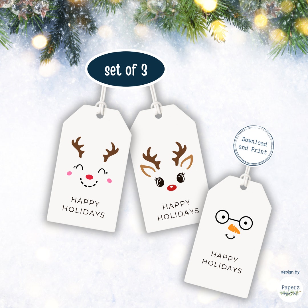 Christmas Gift Tag Bundle | Happy Holidays Simple Minimal Labels ...