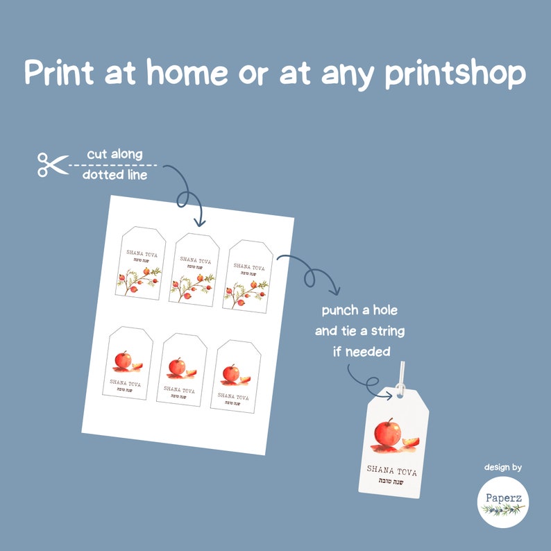Rosh Hashanah Gift Tags, Printable Jewish New Year Gift Tag Set, Shana ...