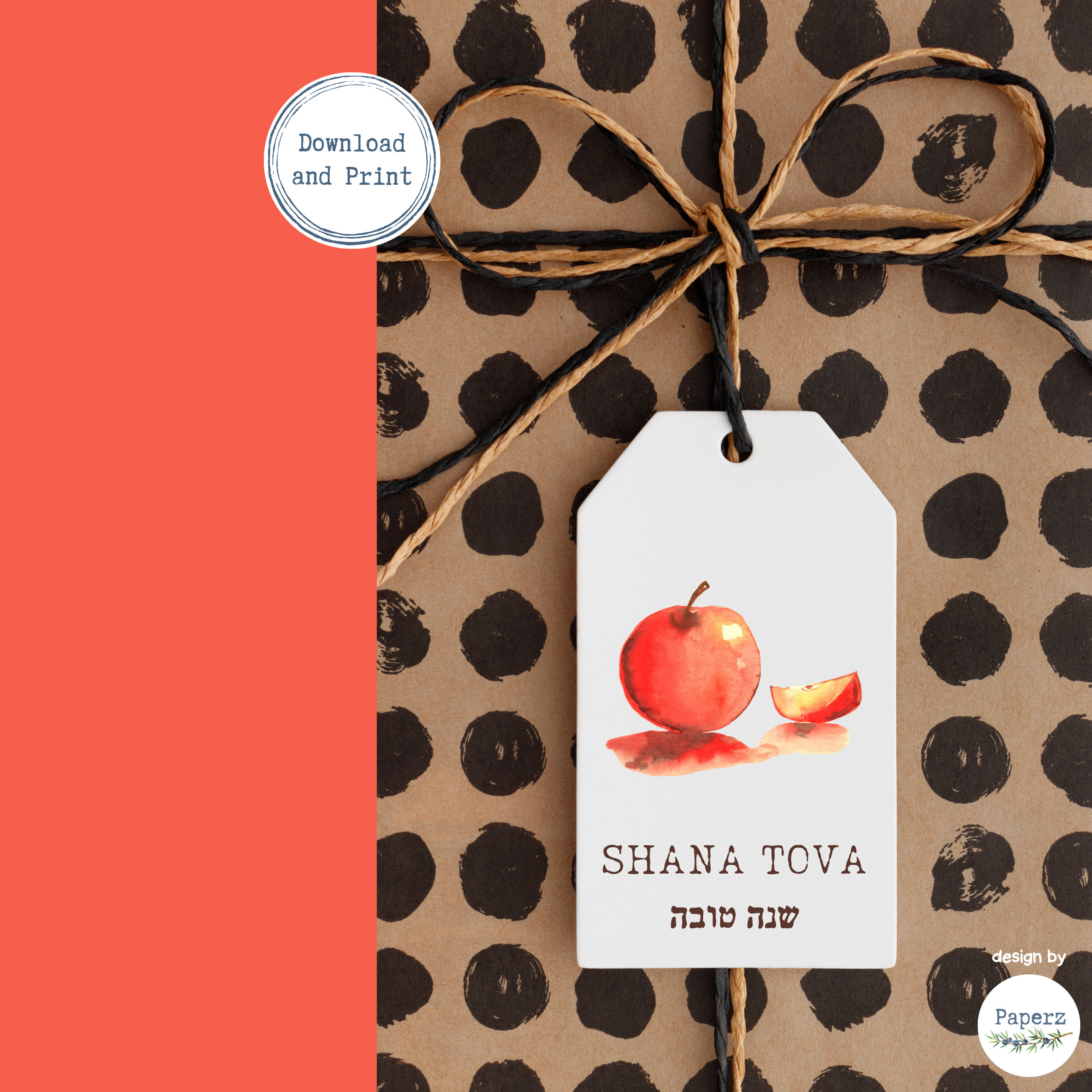 Rosh Hashanah Gift Tags, Printable Jewish New Year Gift Tag Set, Shana ...
