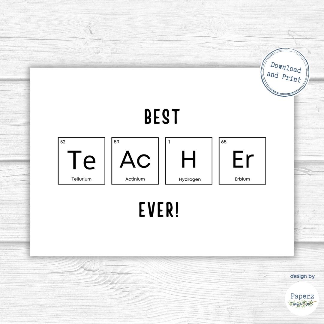 Science Teacher Appreciation Card, Printable End of Year Teacher Thank ...