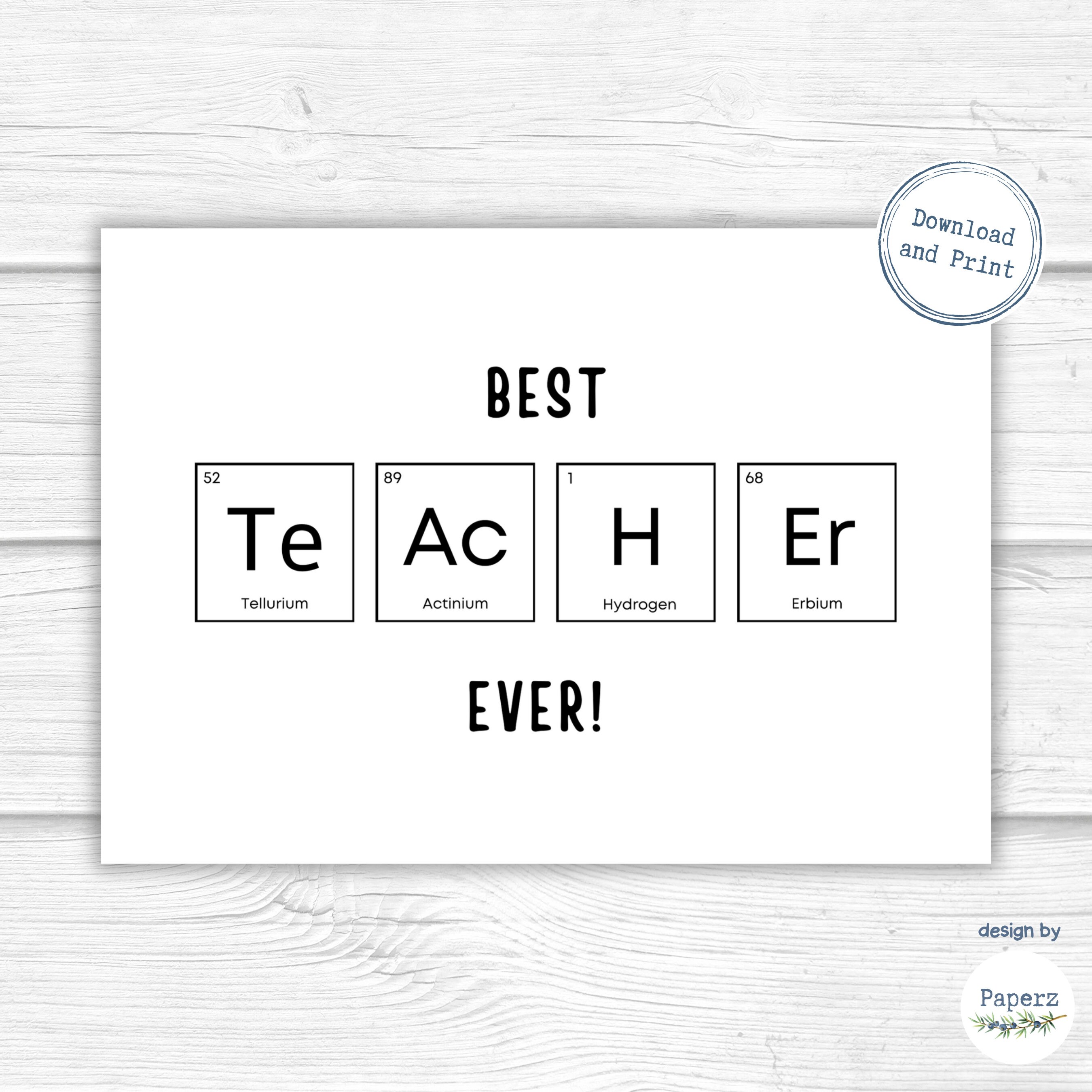 Science Teacher Appreciation Card, Printable End of Year Teacher Thank ...