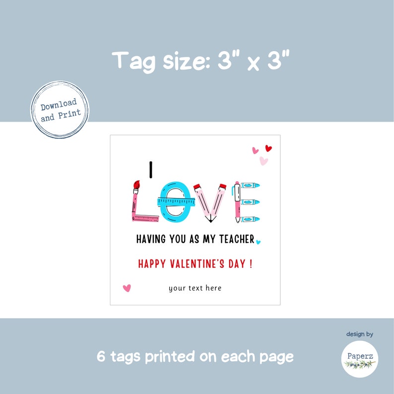 Editable Valentine's Day Card for Teacher Printable DIY School ...