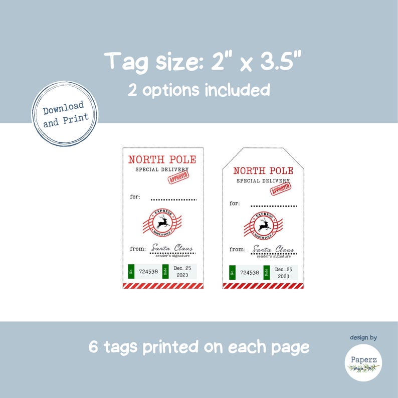 Printable North Pole Special Delivery Tags Christmas Labels for ...