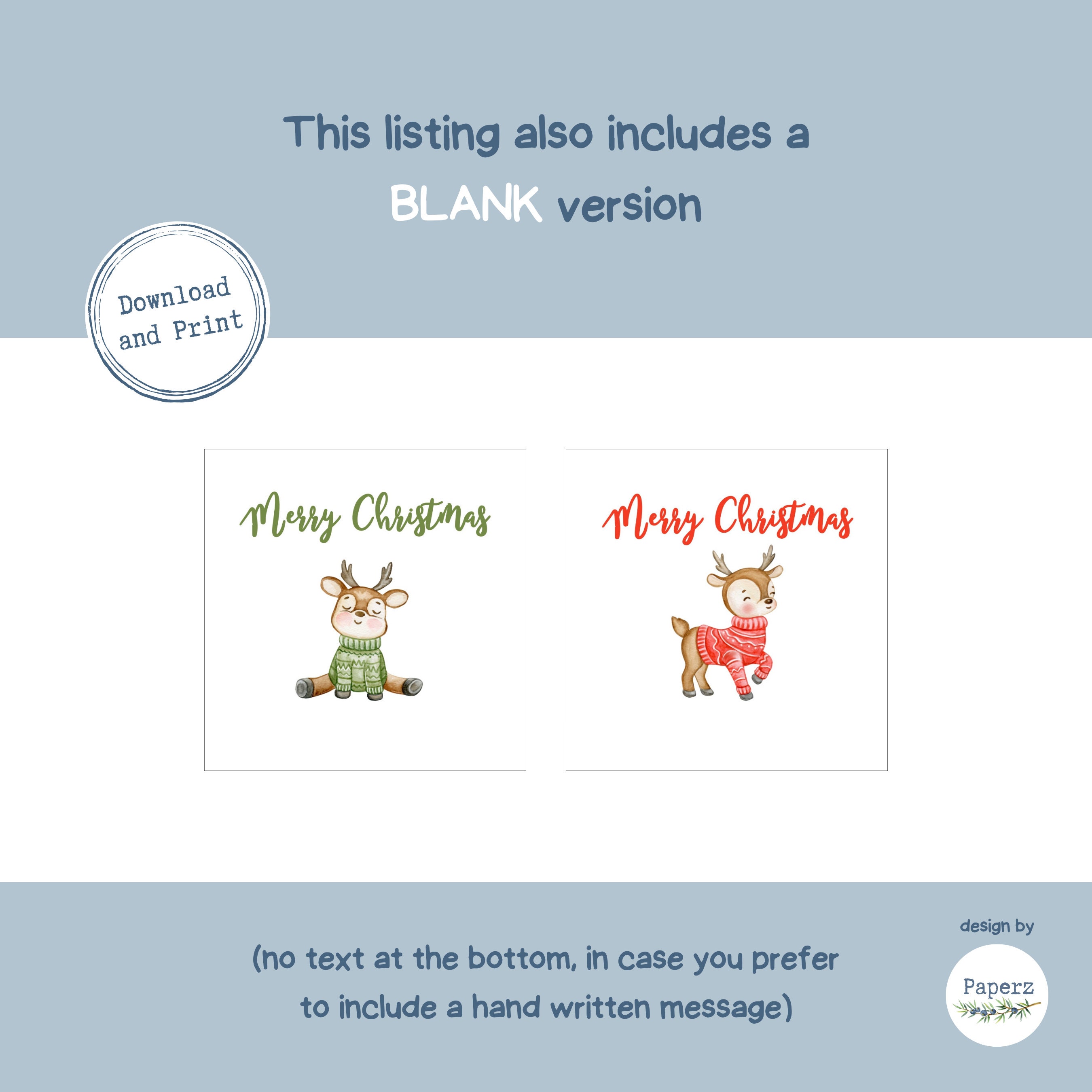 Printable Christmas Gift Tag Template, Cute Editable Holiday Reindeer ...