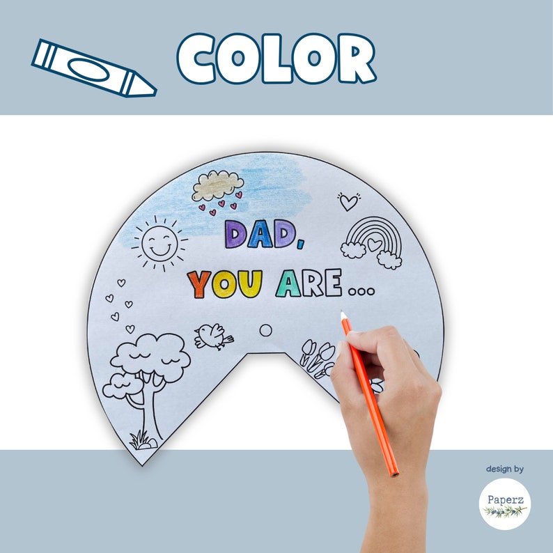 Father’s Day Spinner Craft for Kids | Printable Coloring Wheel Gift for ...