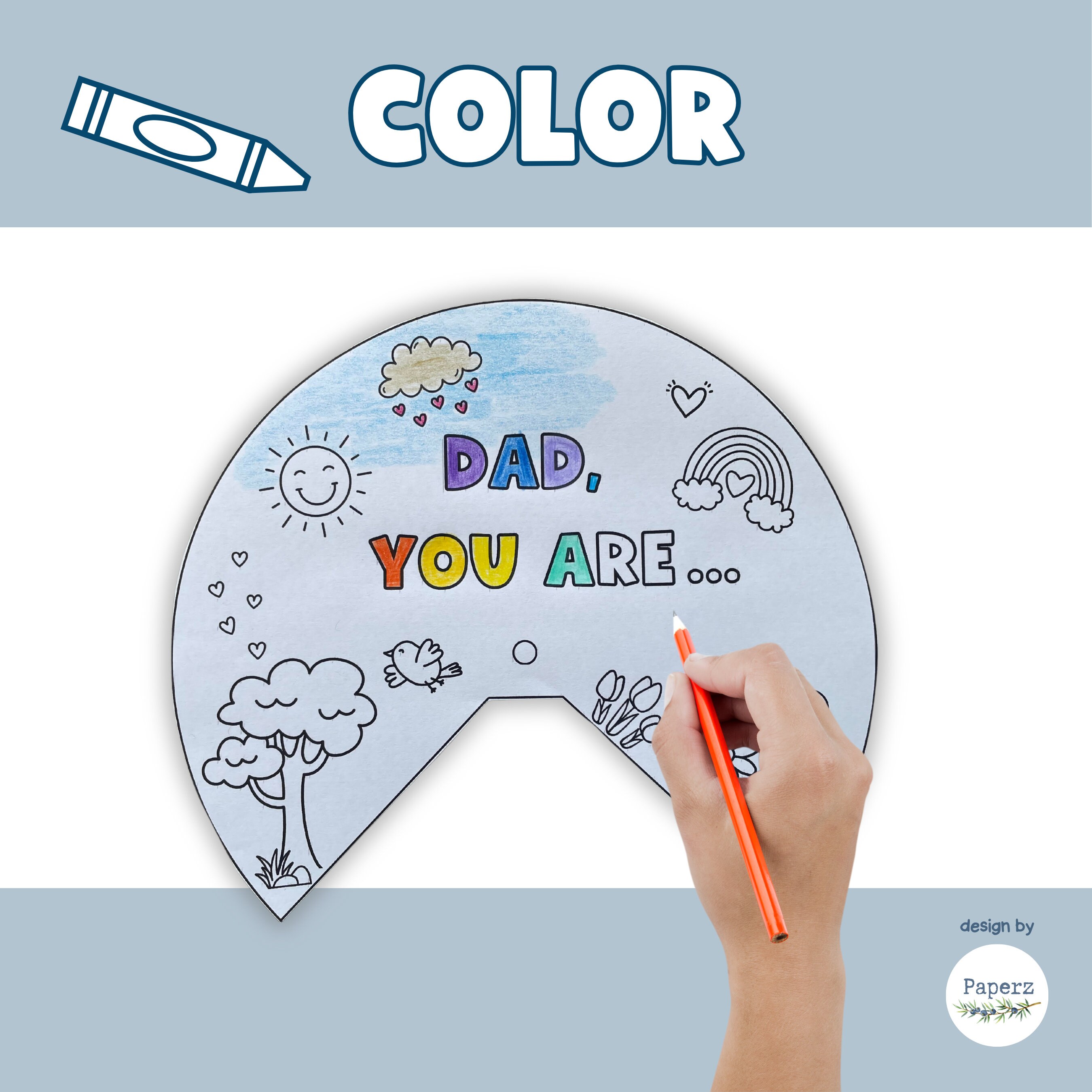 Father's Day Coloring Spin Wheel Spinner Craft for Kids Printable Gift ...