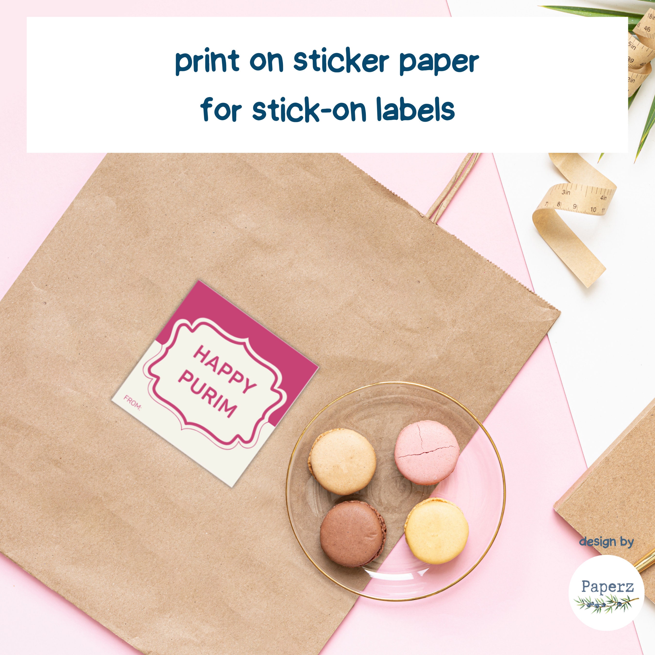 Elegant Purim Labels, Stickers Printable Mishloach Manot Tags, Purim ...