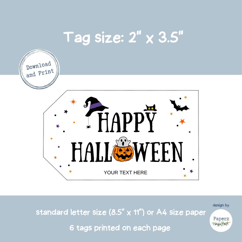 Happy Halloween Gift Tag Printable Template, Trick or Treat Favor Bag ...
