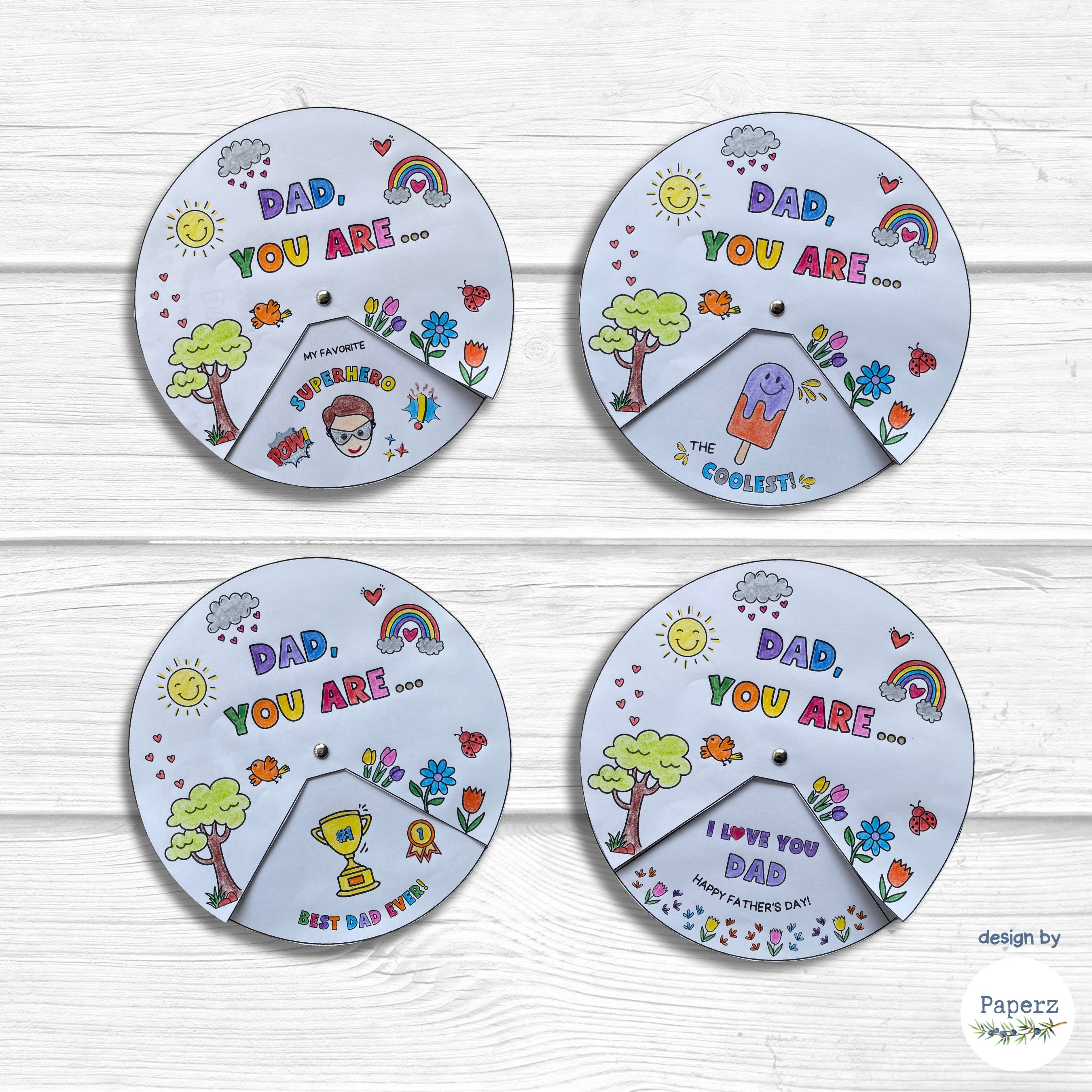 Father's Day Coloring Spin Wheel | Spinner Craft for Kids | Printable ...