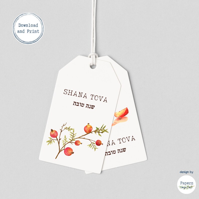 Rosh Hashanah Gift Tags, Printable Jewish New Year Gift Tag Set, Shana ...