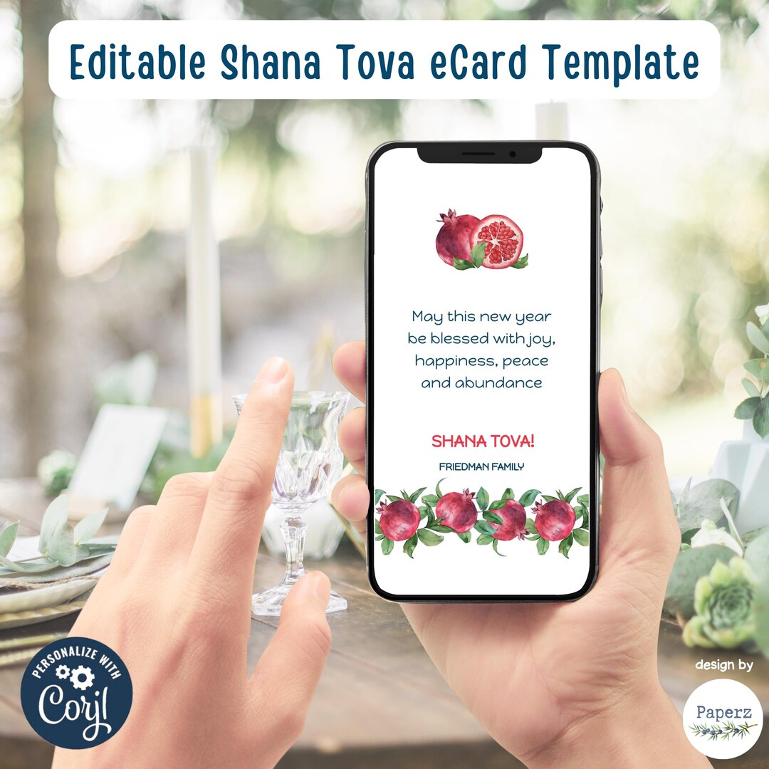 Editable Shana Tova Ecard Template, Rosh Hashana Personalized ...
