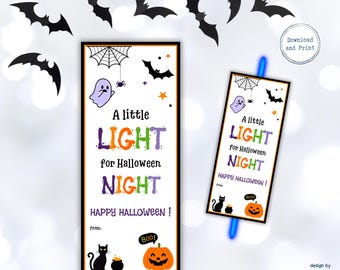 Halloween Glow Stick Tag: Printable Classroom Party Favor (instant ...