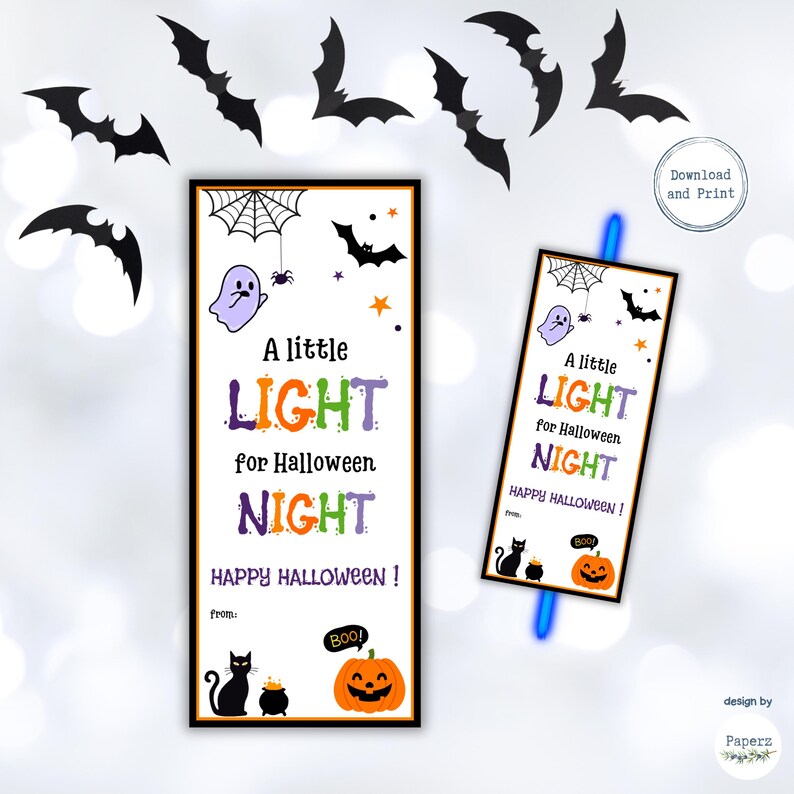Halloween Glow Stick Tag: Printable Classroom Favor (instant Download ...
