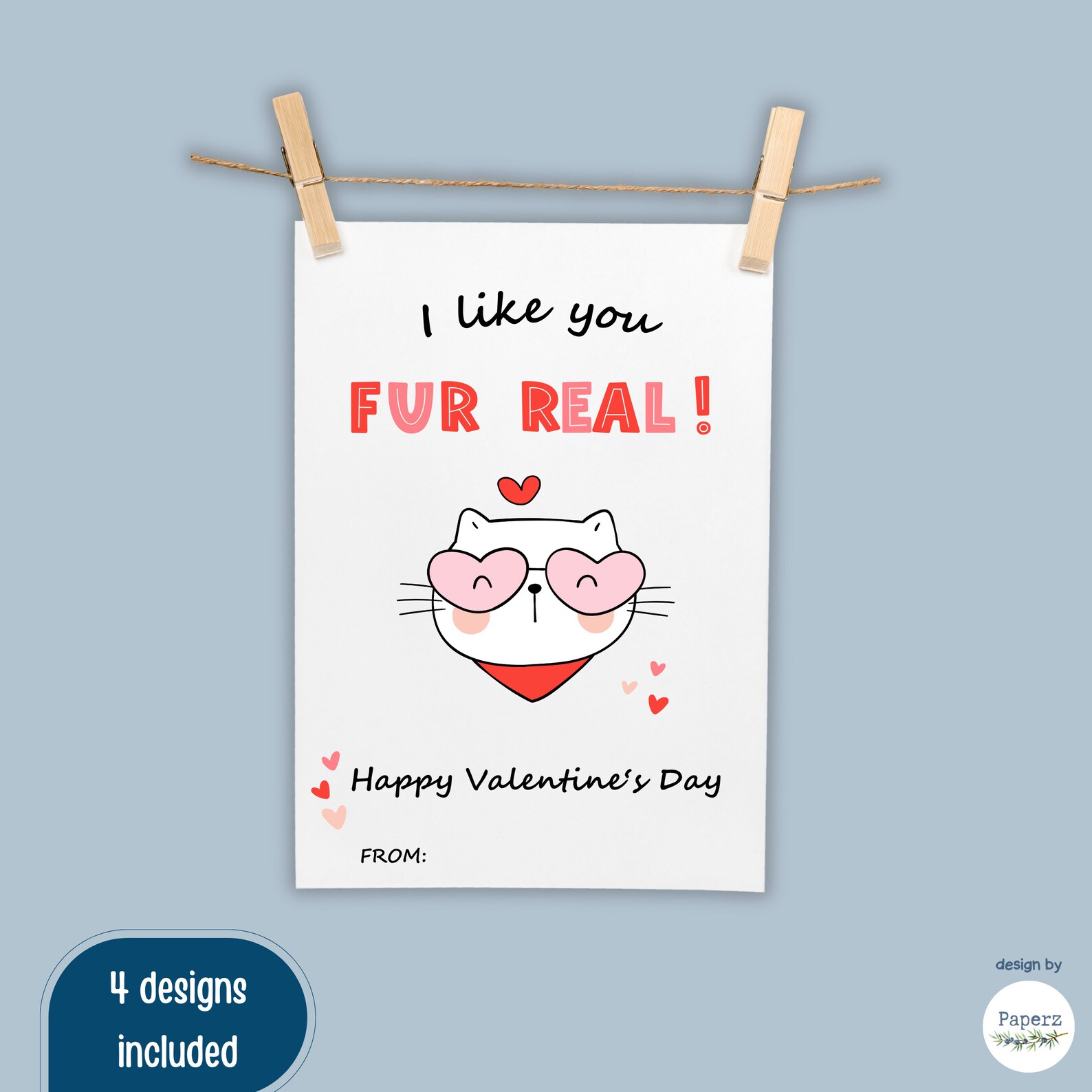 Printable Cat Valentine's Day Cards Classroom Valentine's Day Cards for ...