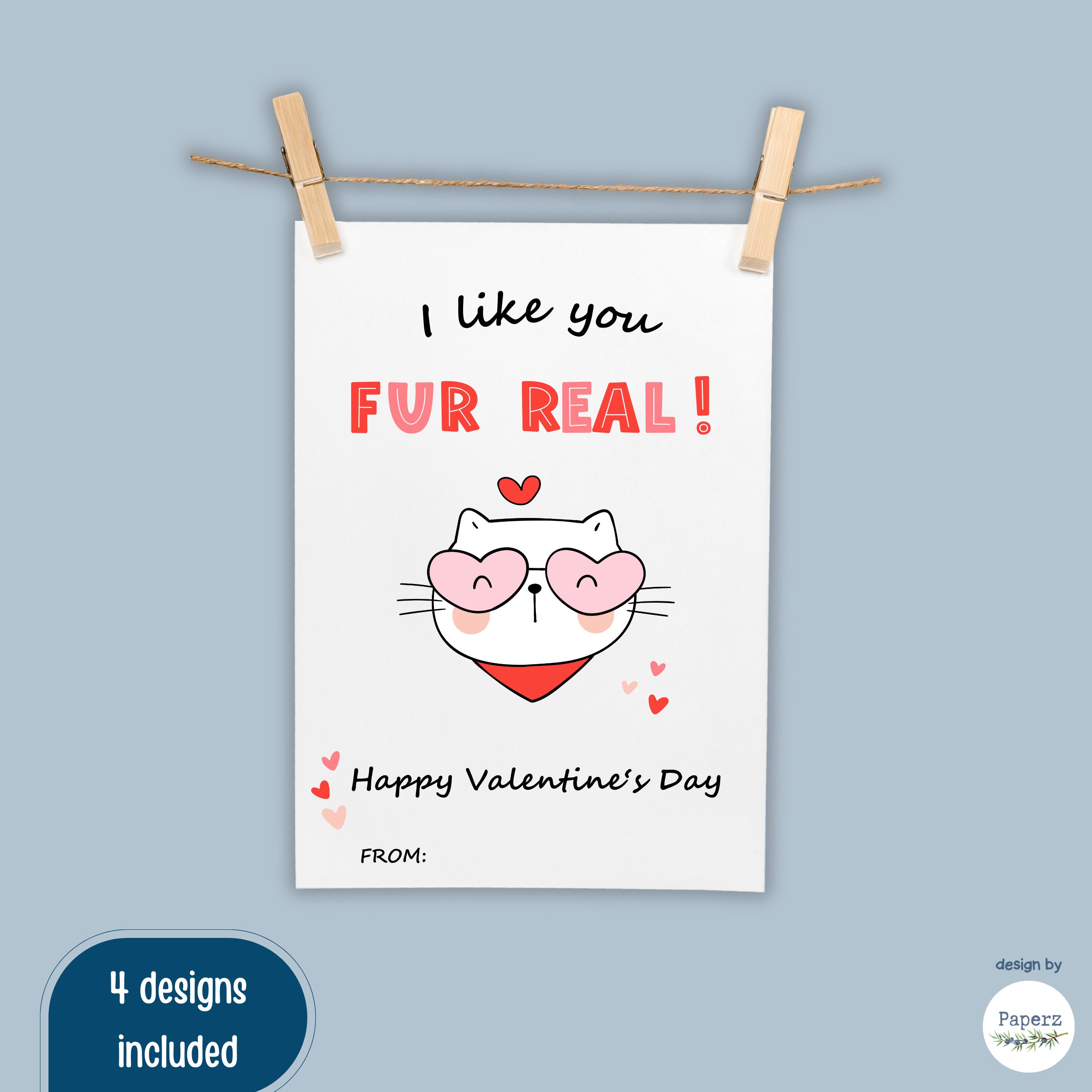 Printable Cat Valentine's Day Cards Classroom Valentine's Day Cards for ...