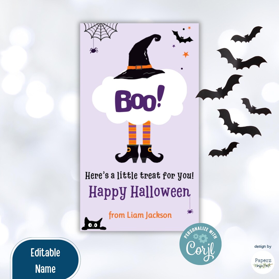 Halloween Gift Tag, Printable Tag, Boo Gift Tag Template, Trick or ...