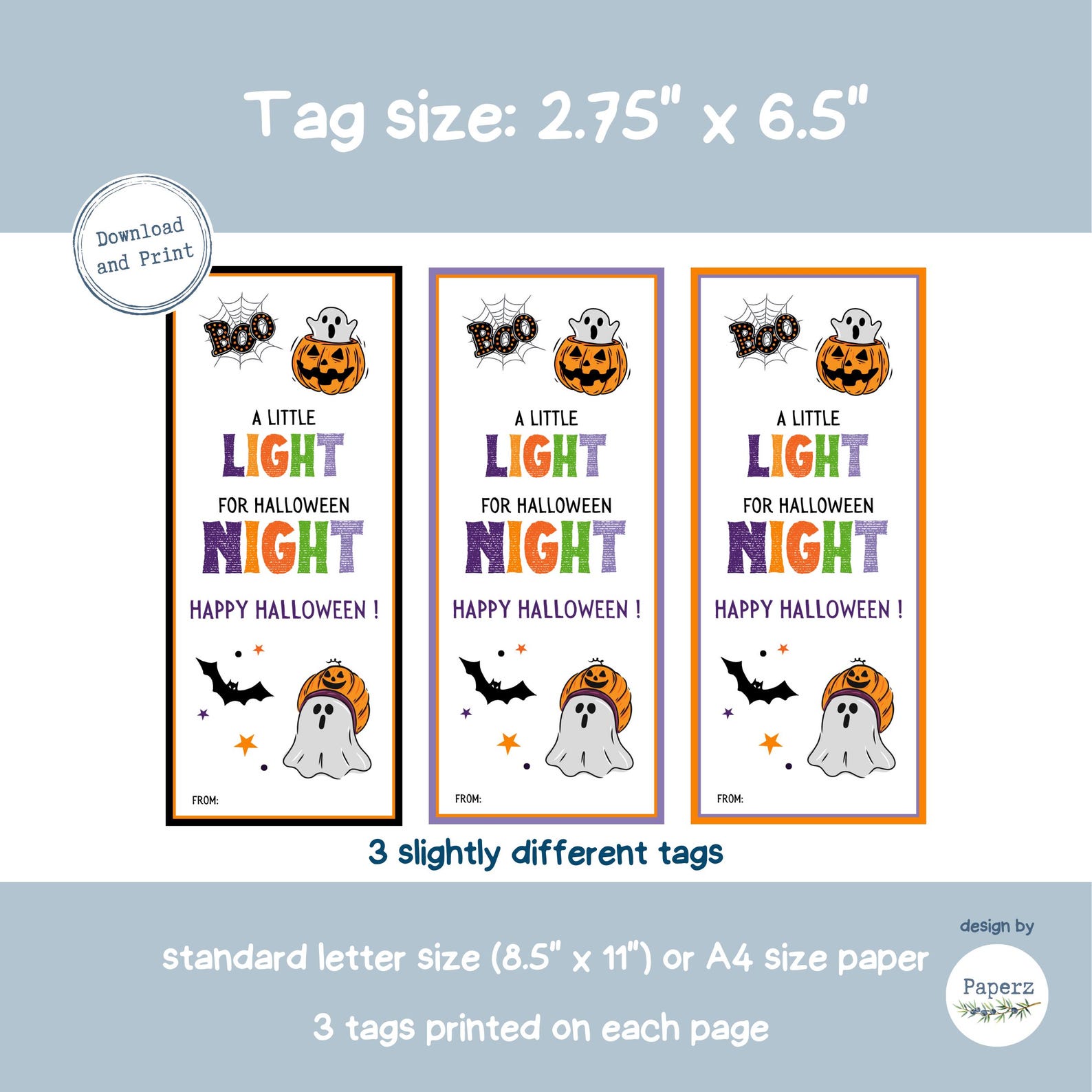 Halloween Glow Stick Tag: Printable Classroom Party Favor (instant ...
